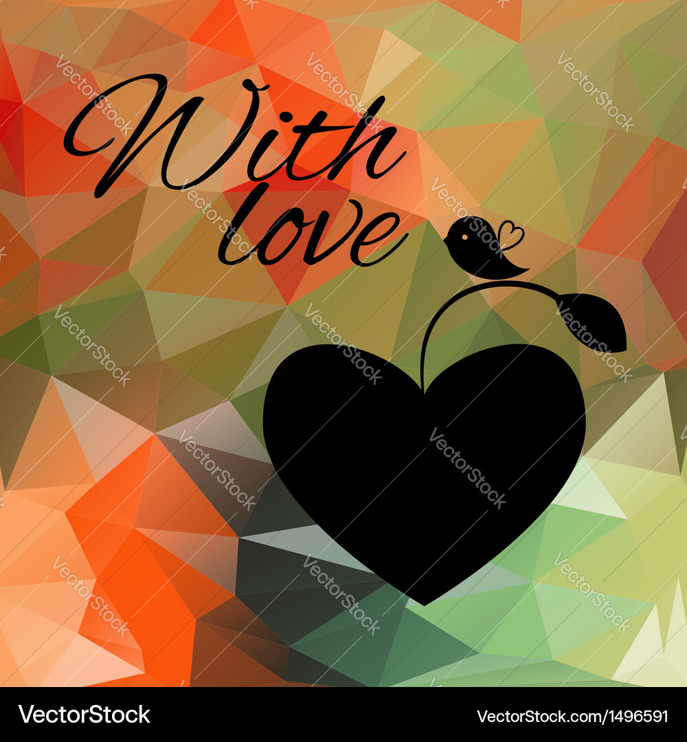 Heart on the background of colored triangles Vector Image