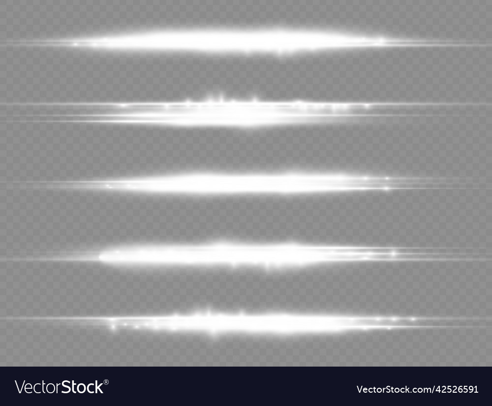 Horizontal light rays flash white line Royalty Free Vector