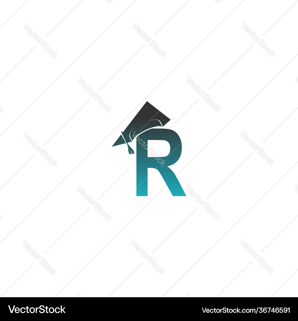 Letter r logo icon with graduation hat design Vector Image