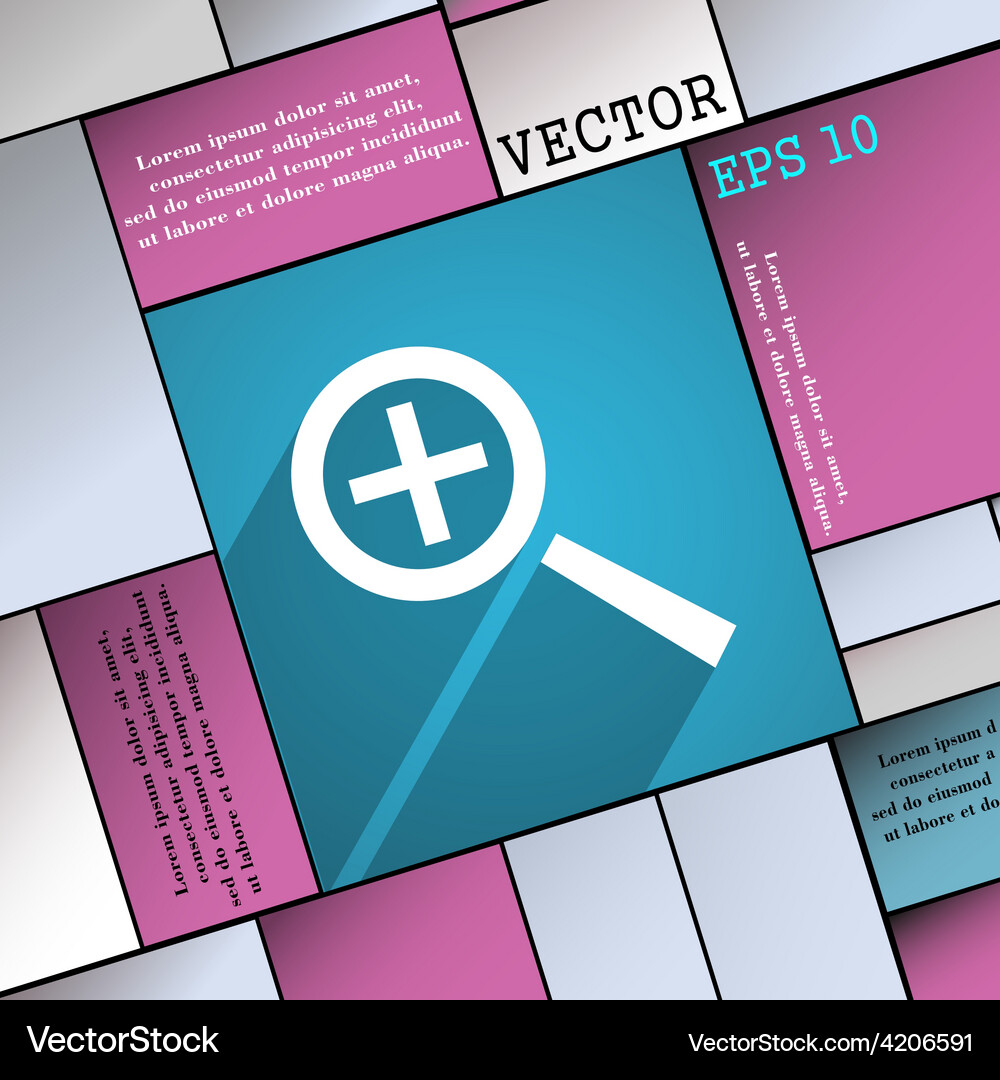 Magnifier glass zoom tool icon symbol flat modern Vector Image
