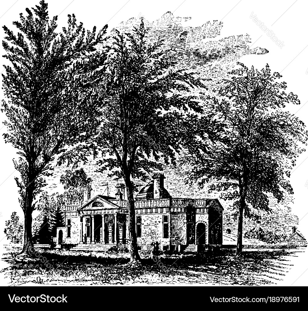Monticello jeffersons home vintage Royalty Free Vector Image