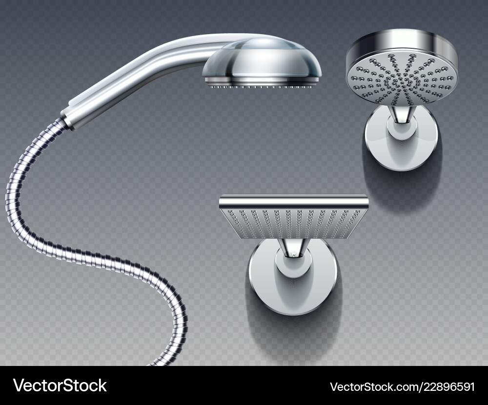 Realistic bathroom shower heads isolated on Vector Image