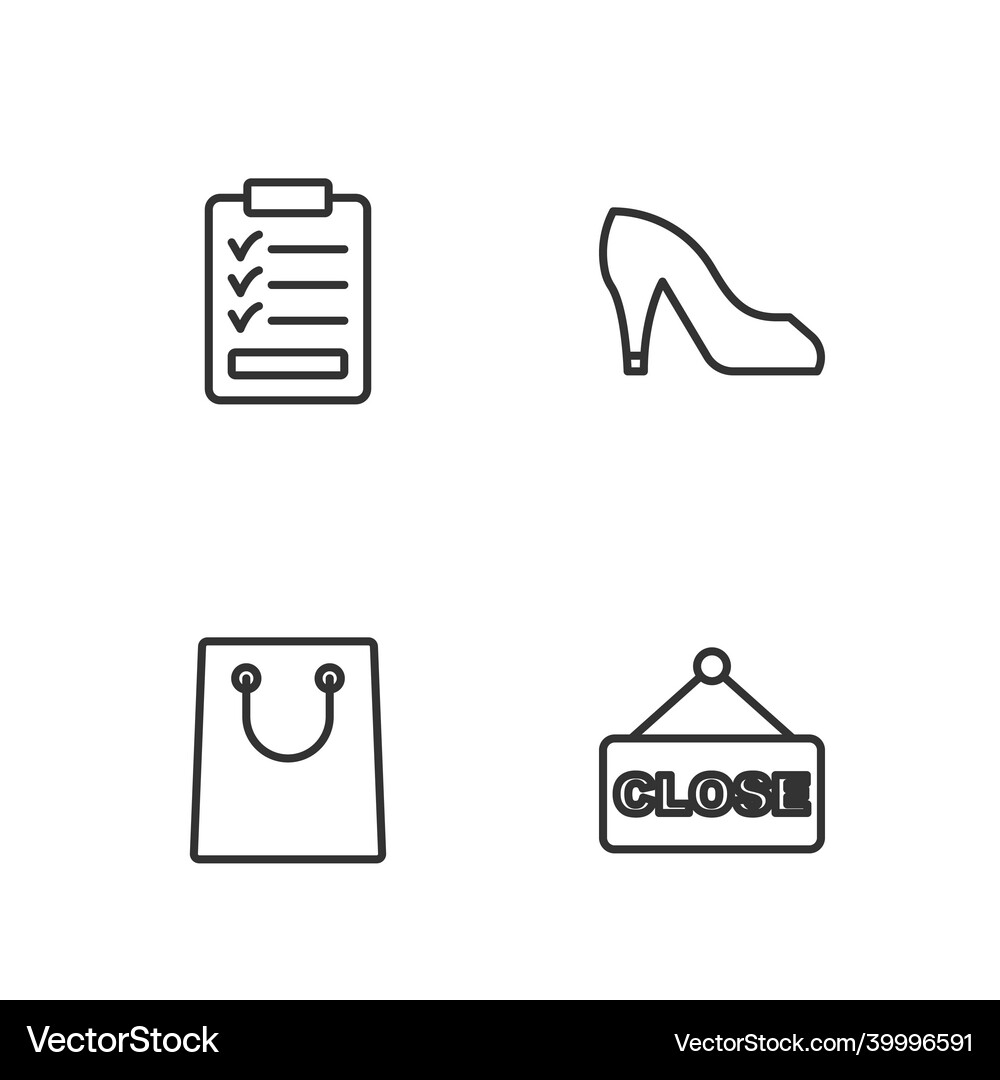 Set line hanging sign with text closed paper Vector Image