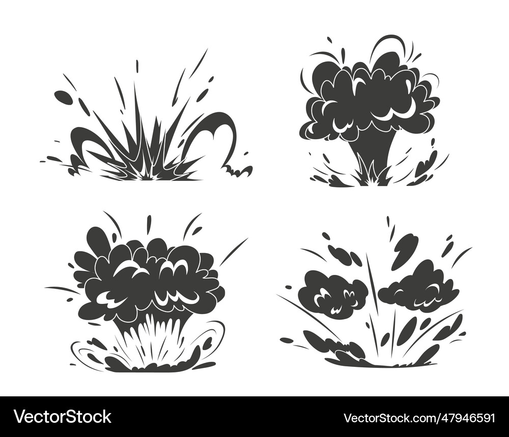 Set of black bomb explosions concept Royalty Free Vector