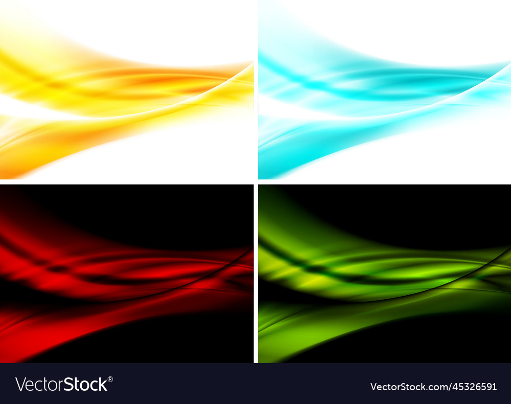 Set of bright abstract waves backgrounds Vector Image