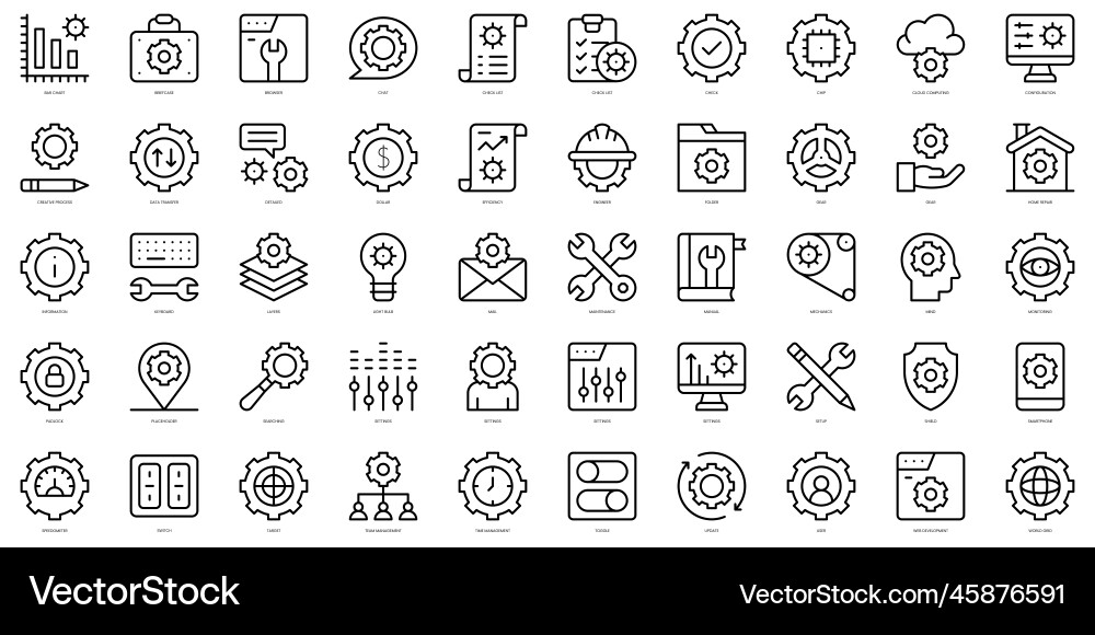 Set of thin line setup and settings icons Vector Image