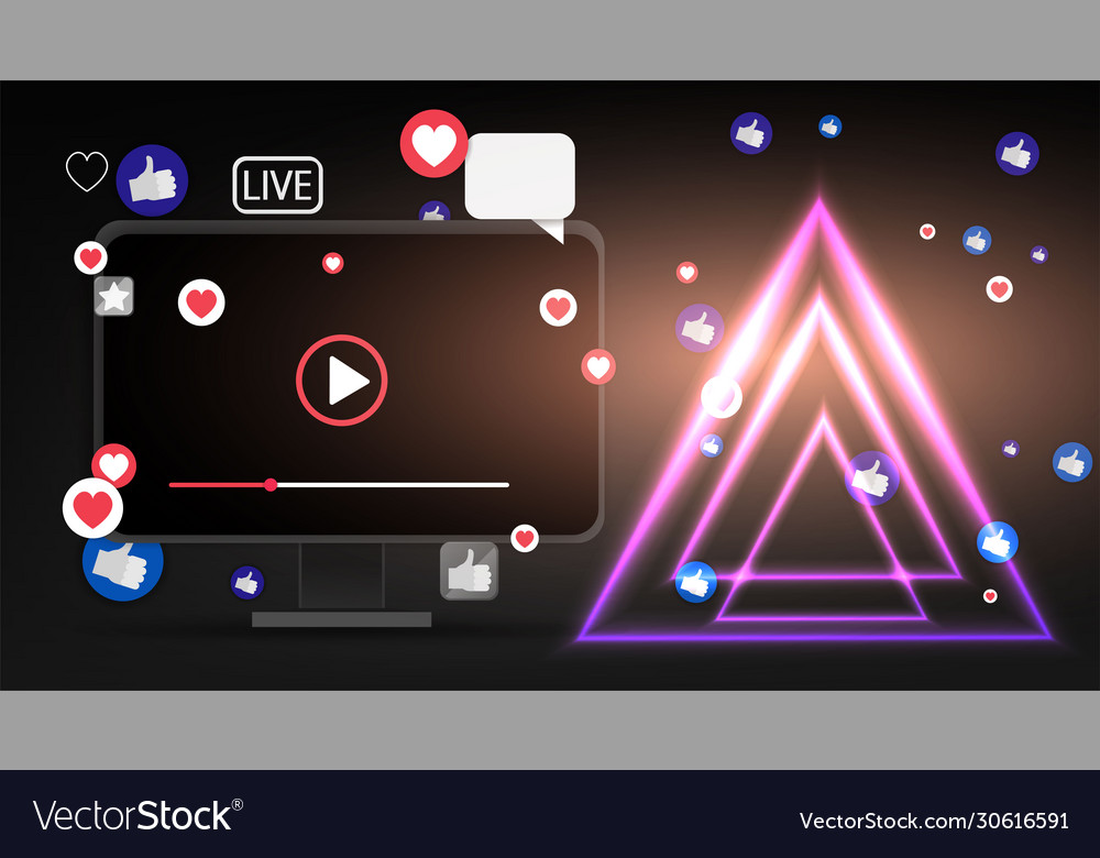 Video screen play button streaming preview Vector Image