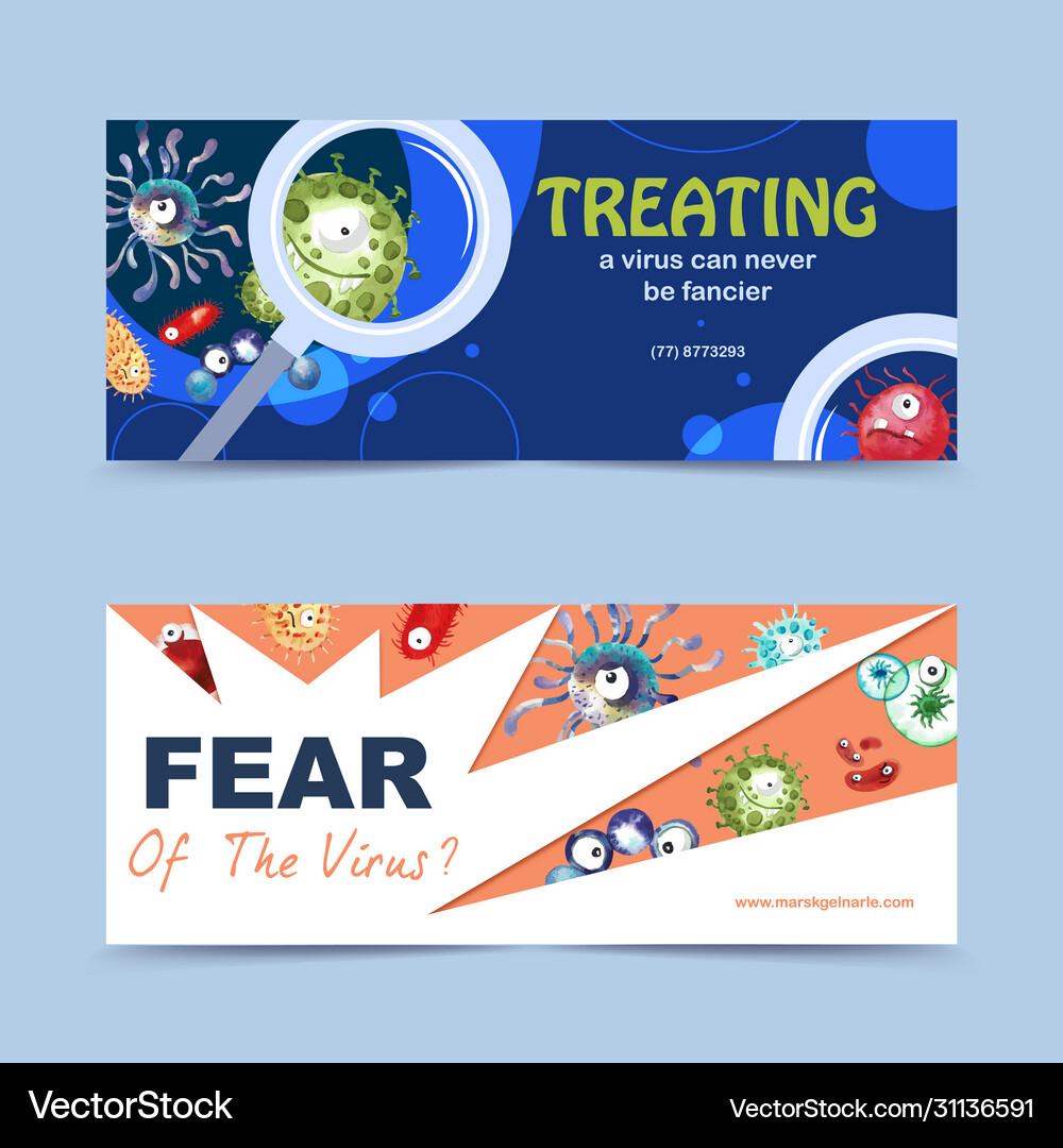 Virus twitter ad decorated with watercolor Vector Image