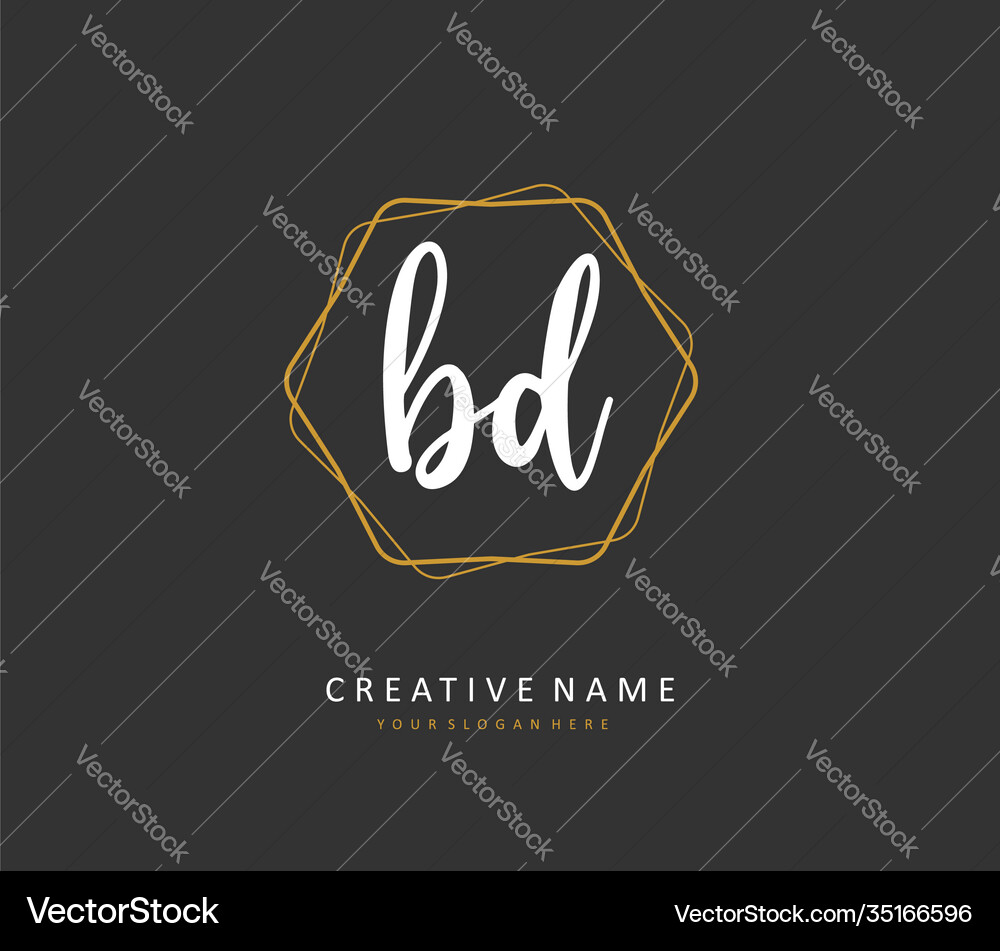Bd initial letter handwriting and signature logo Vector Image