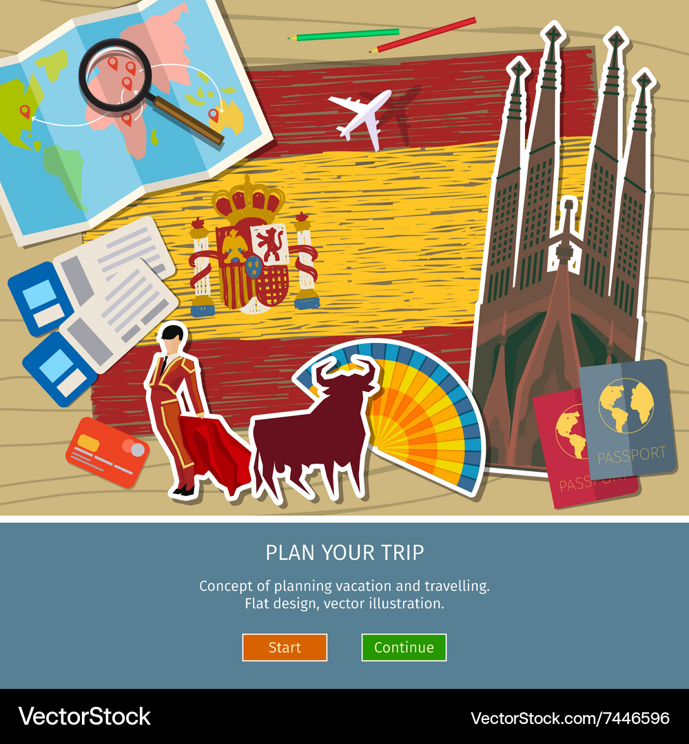 Concept of travel or studying Spanish Royalty Free Vector
