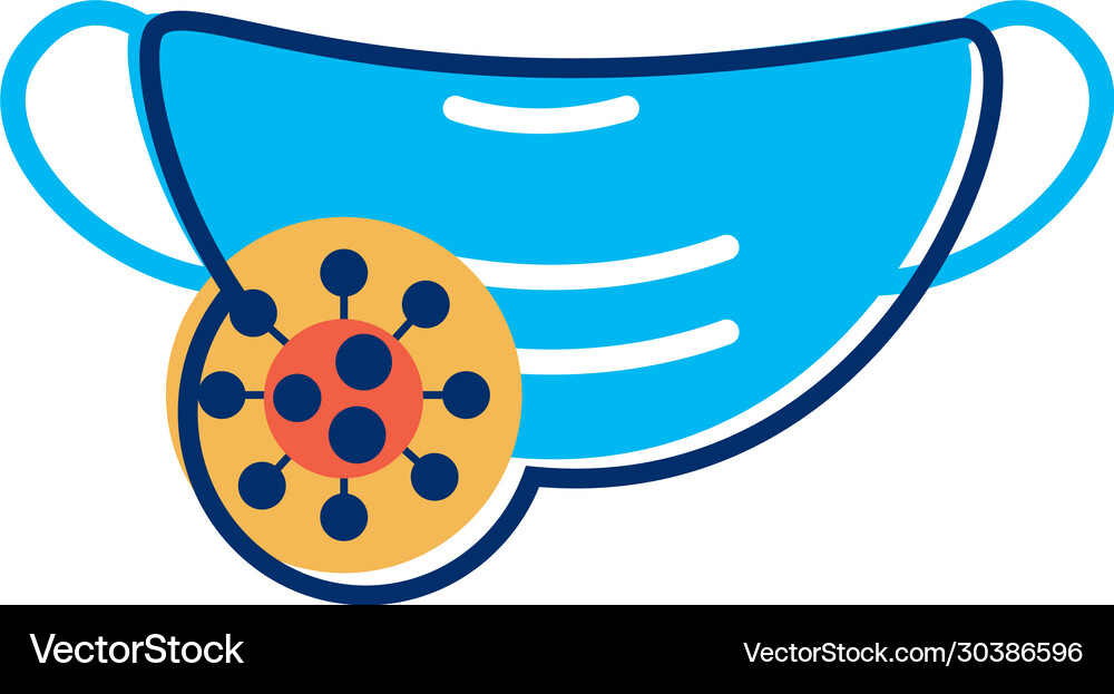 Face mask with covid19 19 particle flat style icon