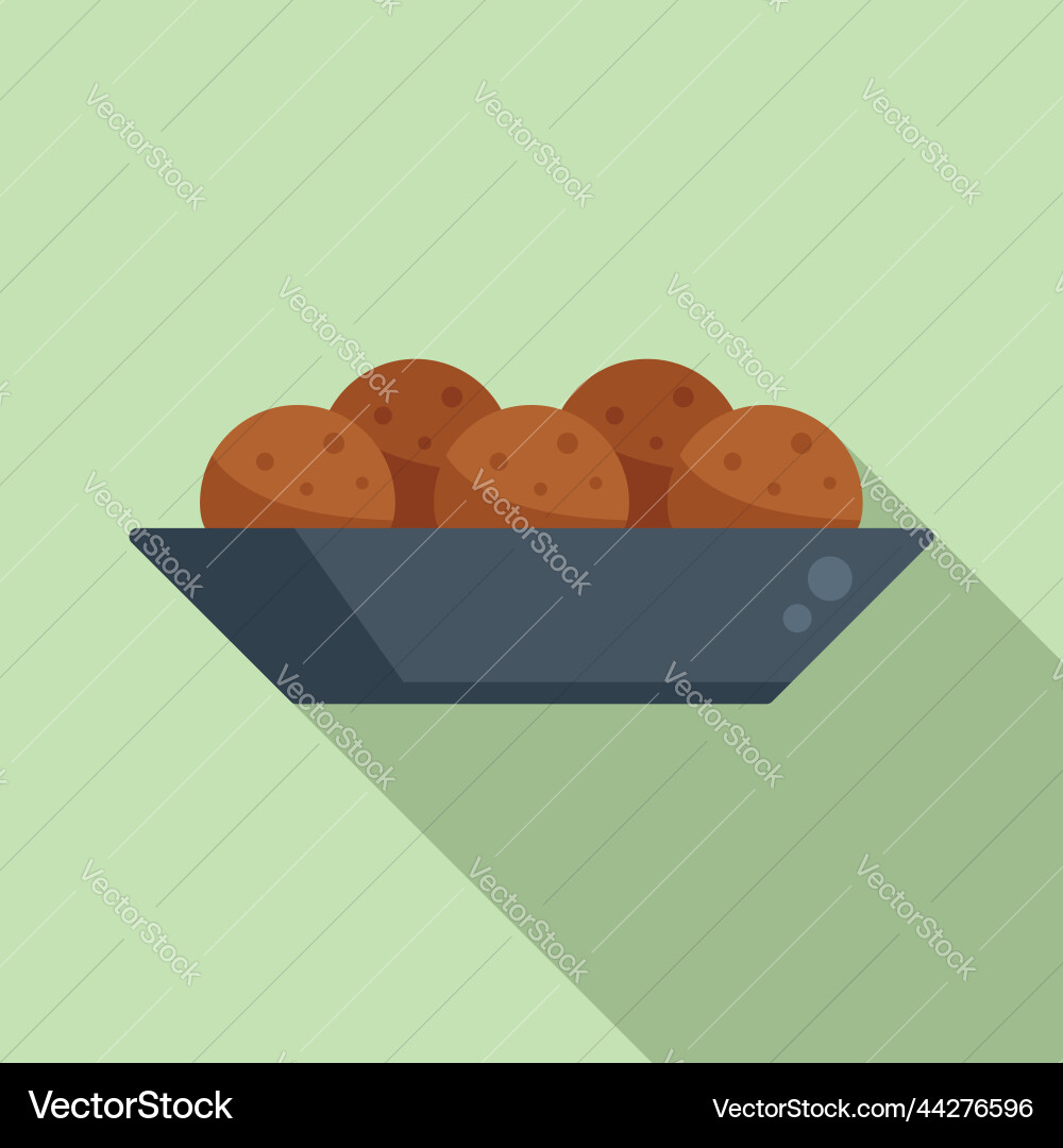 Falafel ball icon flat cooking plate Royalty Free Vector