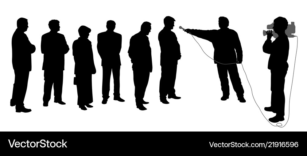 Interview with group of people cameraman Vector Image