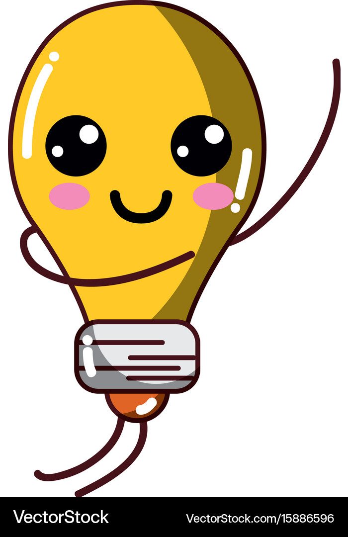 Kawaii cute happy bulb energy Royalty Free Vector Image
