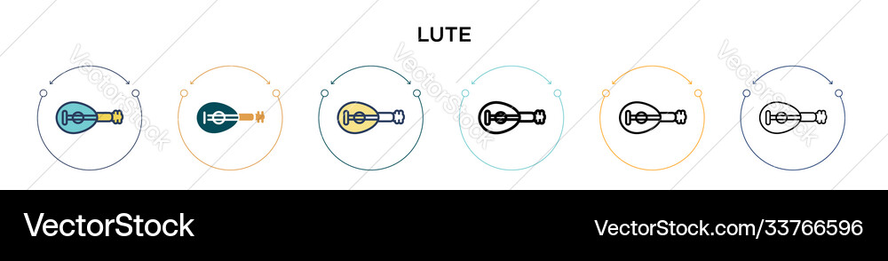 Lute icon in filled thin line outline and stroke Vector Image