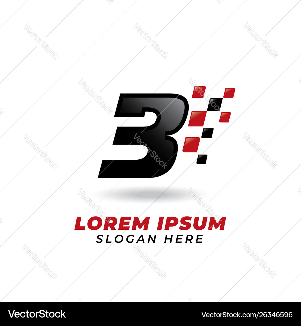 Number three 3 racing icon symbol design racing Vector Image