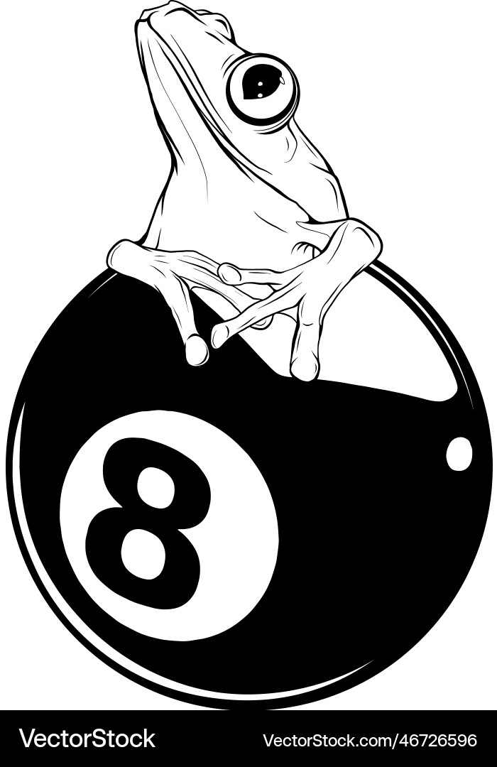 Of monochrome frog on 8 ball Royalty Free Vector Image