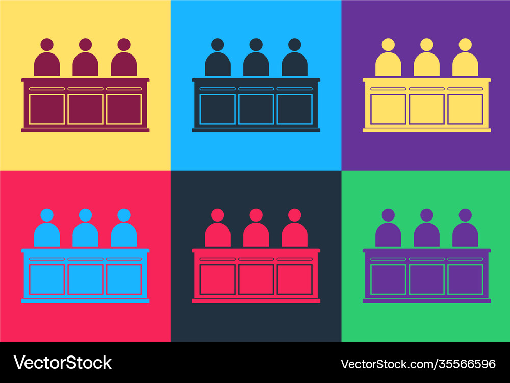 Pop art jurors icon isolated on color background Vector Image