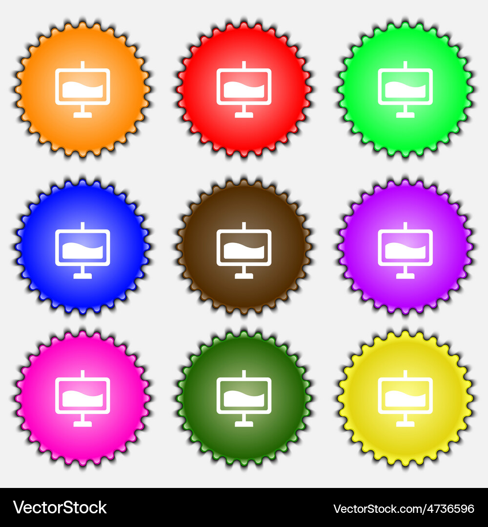 Presentation billboard icon sign a set of nine Vector Image