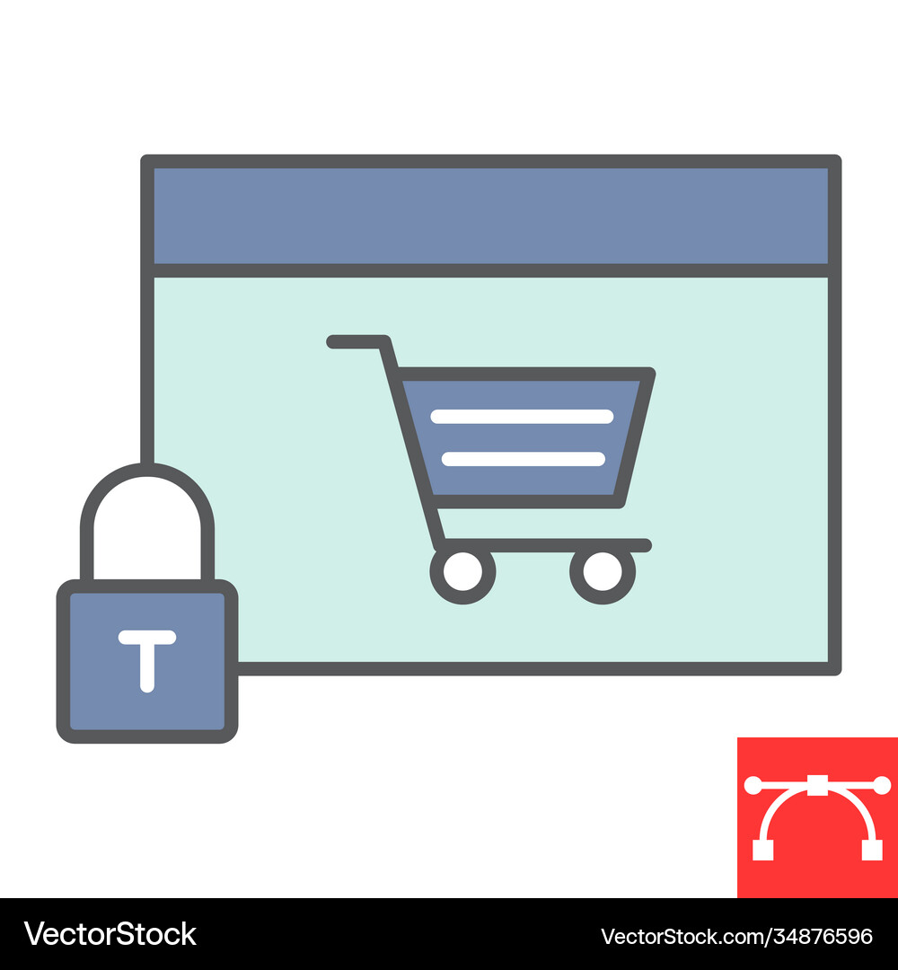 Safe online shopping color line icon security Vector Image