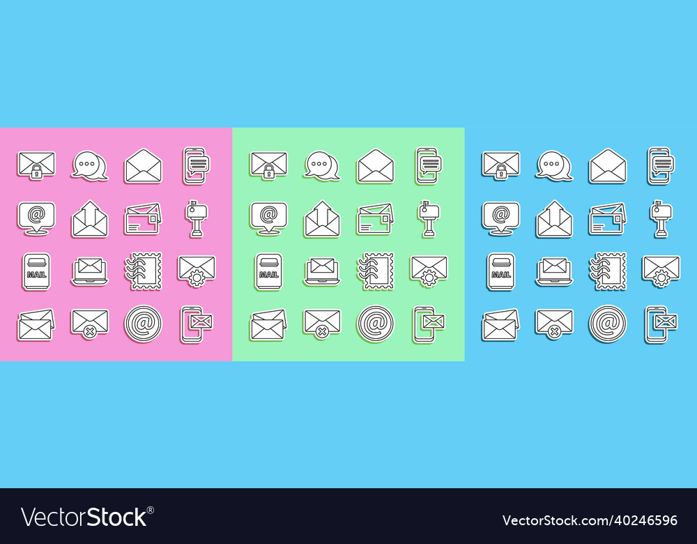 Set line mobile and envelope envelope setting Vector Image