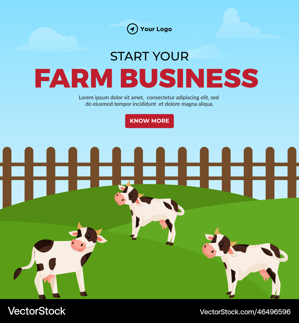 Start your farm business banner design Royalty Free Vector