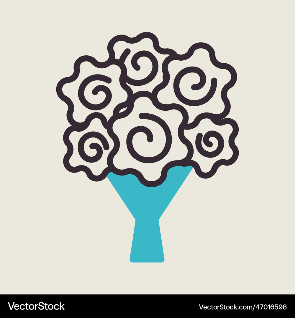 Wedding flower bouquet isolated icon Royalty Free Vector