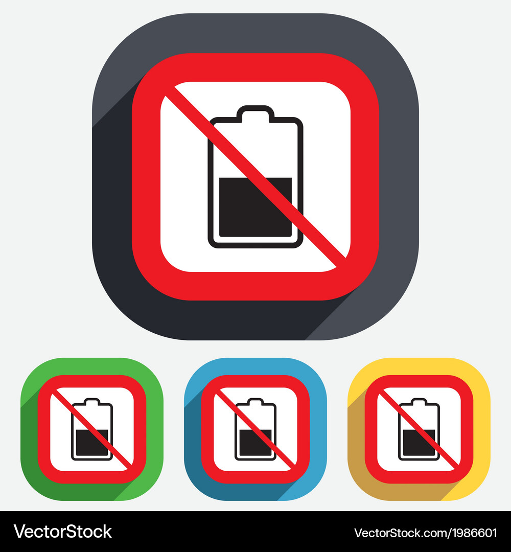 Battery half level sign icon no low electricity Vector Image