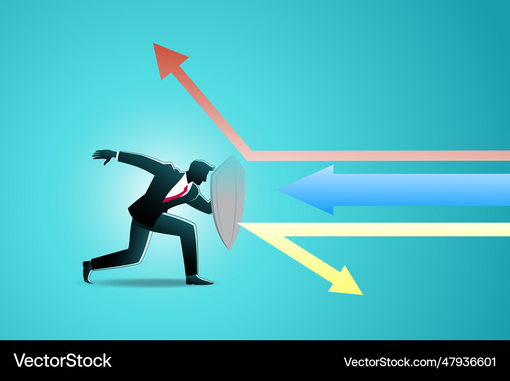 Business concept a businessman use shield parry Vector Image