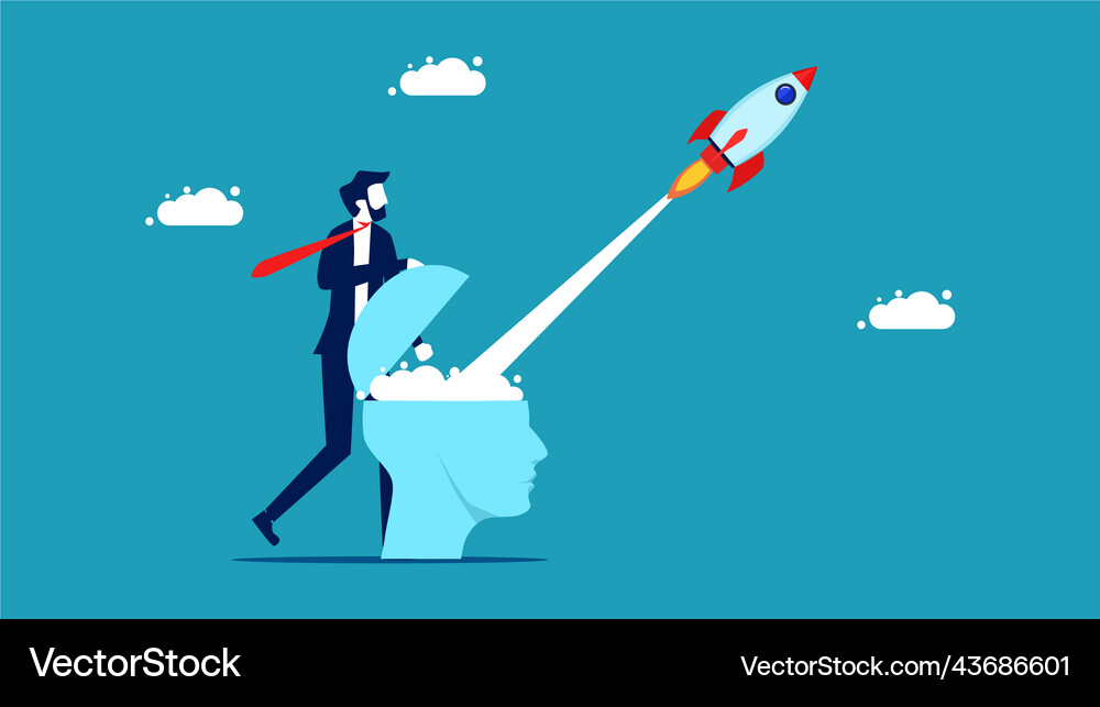 Business innovation businessman opens his head Vector Image