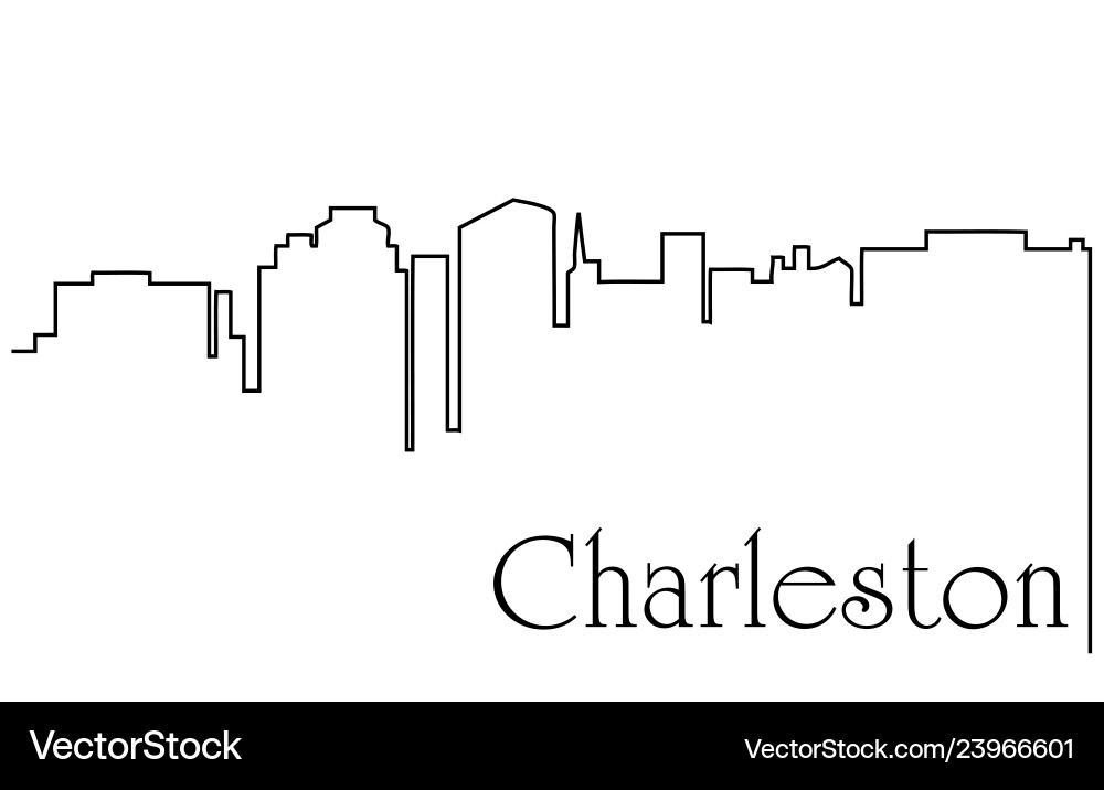 Charleston city one line drawing Royalty Free Vector Image
