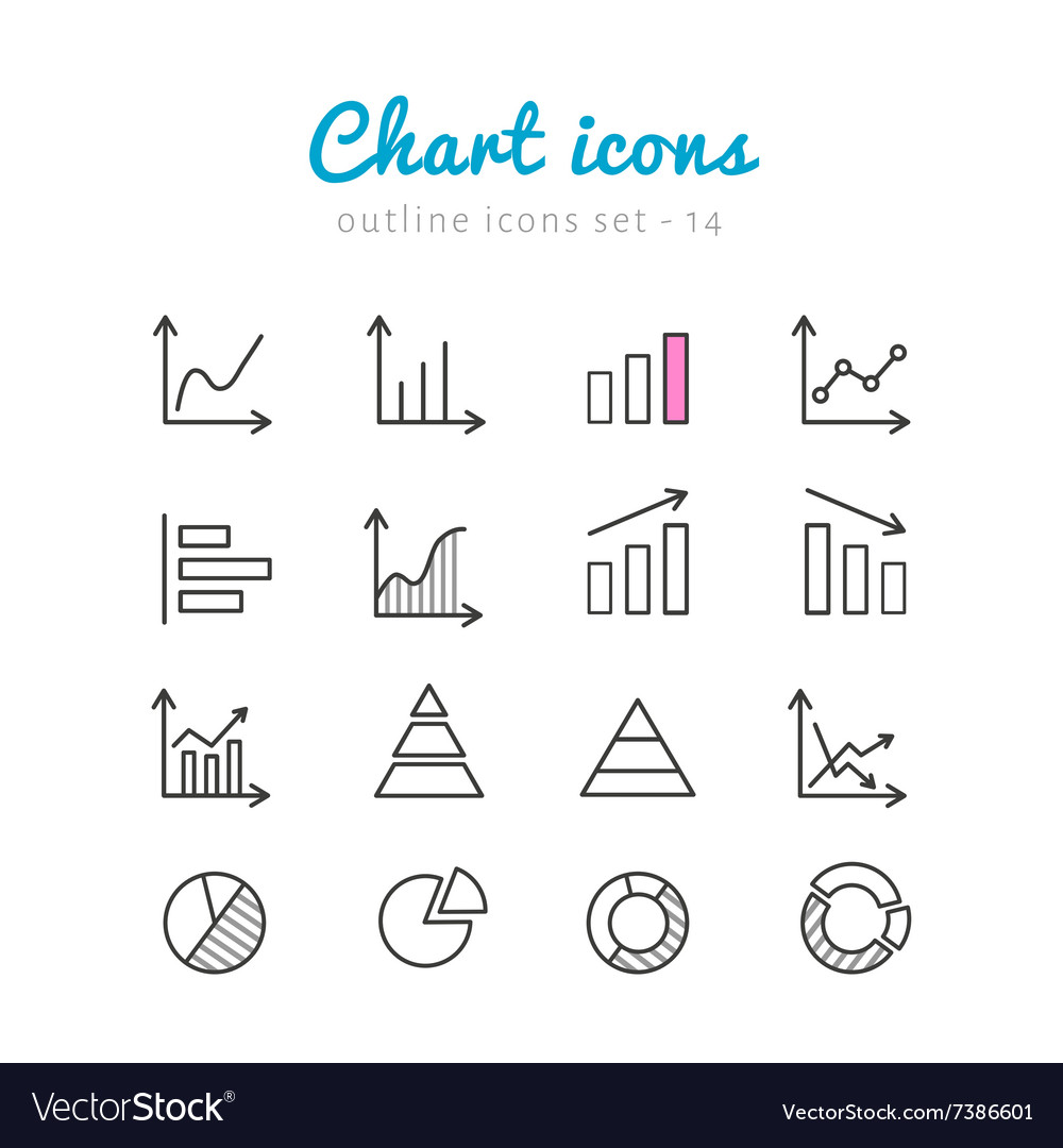 Chart icons set Royalty Free Vector Image - VectorStock