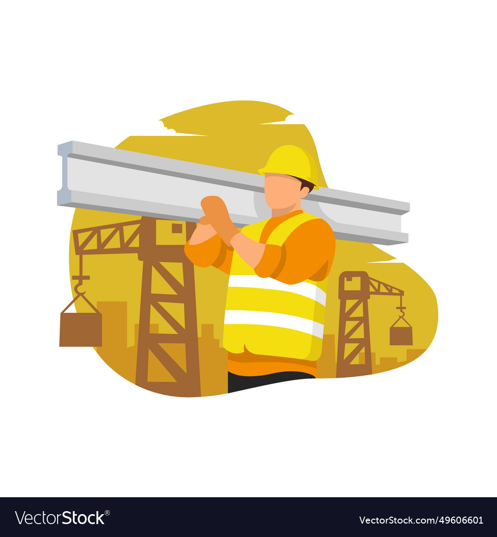 Construction worker flat design Royalty Free Vector Image