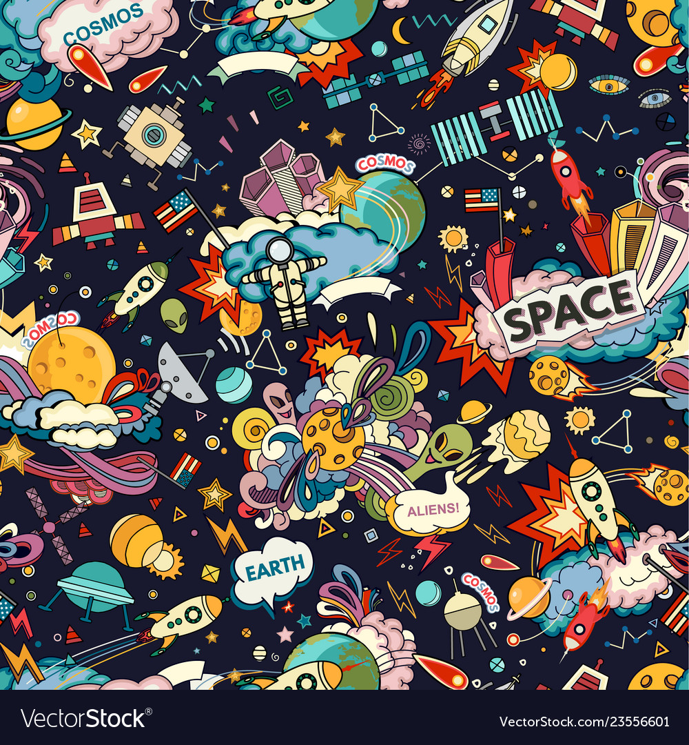 Cosmos seamless pattern Royalty Free Vector Image