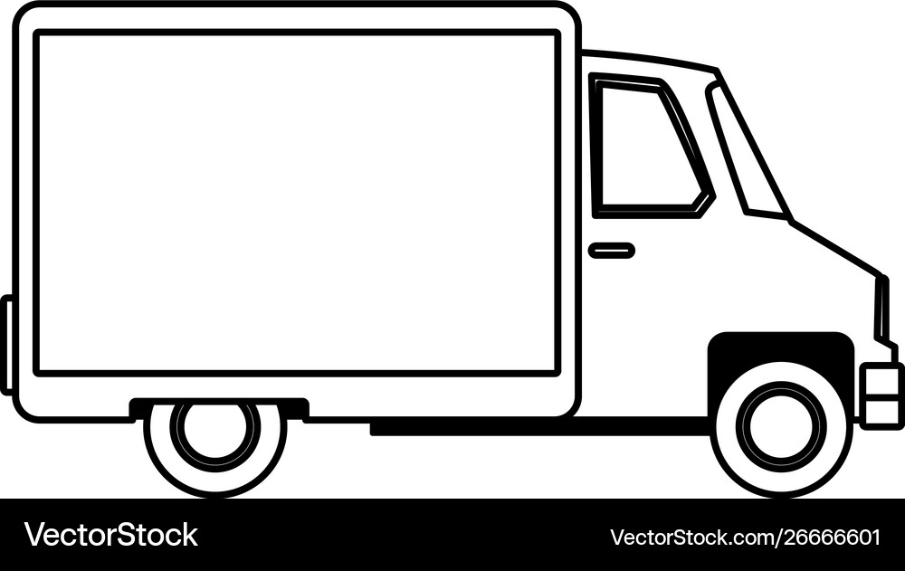 Delivery van with container vehicle cartoon Vector Image
