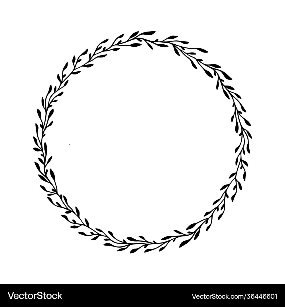 Floral wreath with leaves round frame Royalty Free Vector