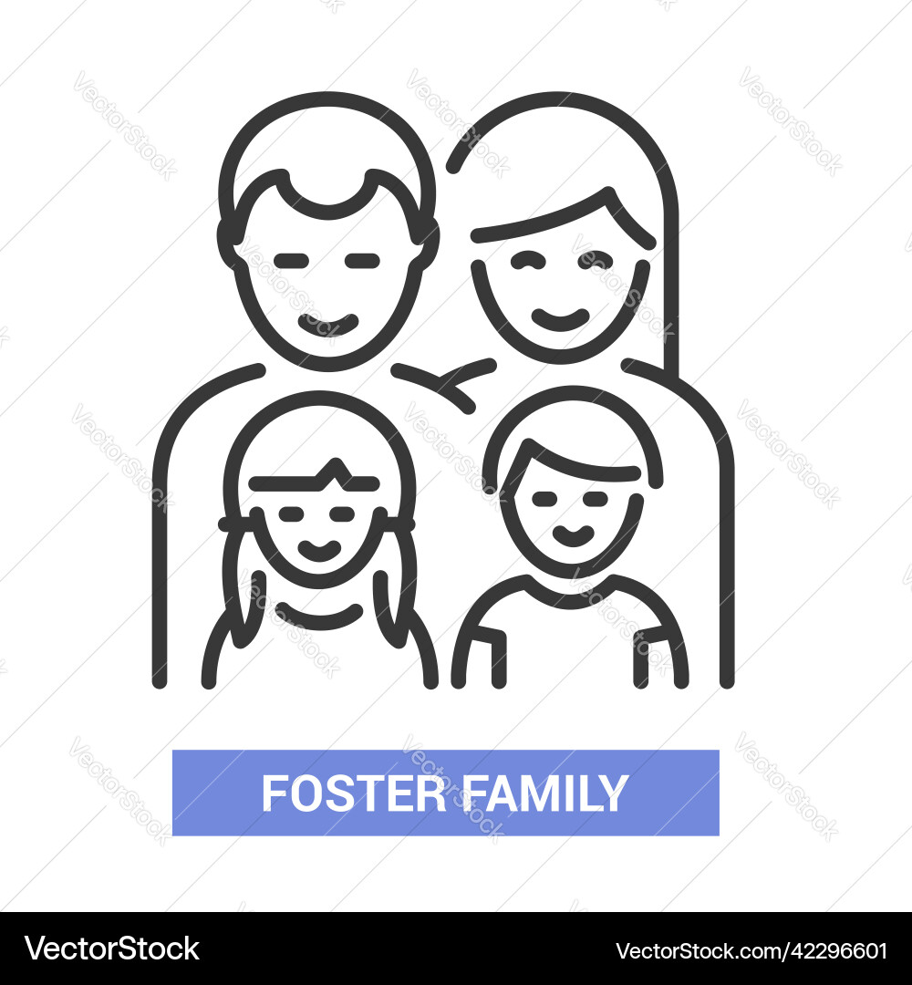 Foster family - line design single isolated Vector Image