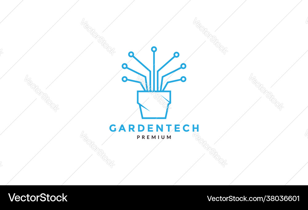 Plant tech gardening logo symbol icon graphic Vector Image