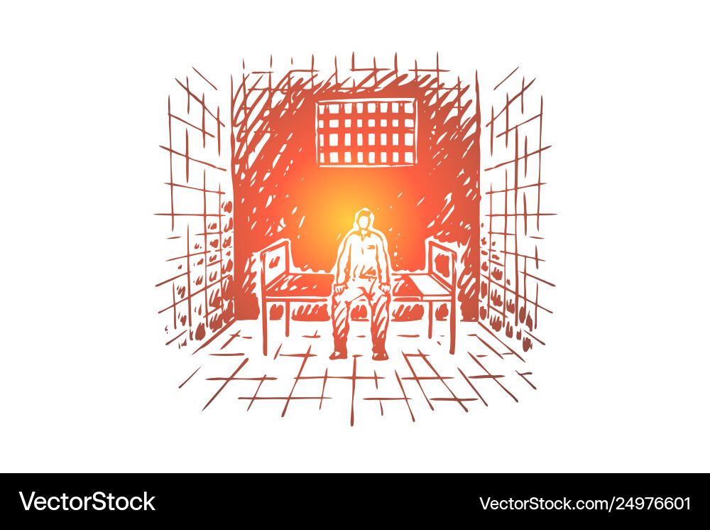 Prisoner behind bars Royalty Free Vector Image
