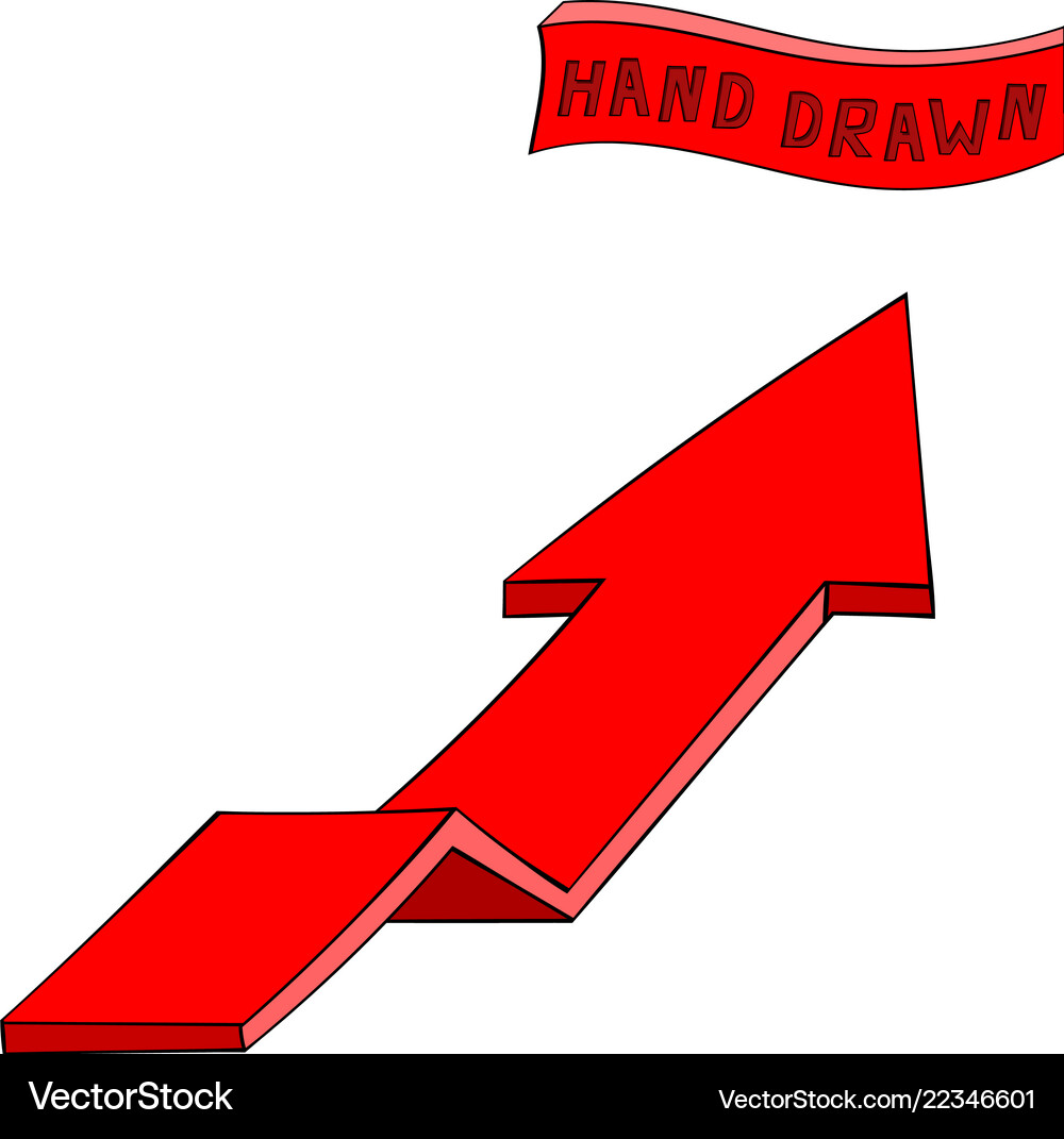 Red arrow up sign hand drawn sketch Royalty Free Vector