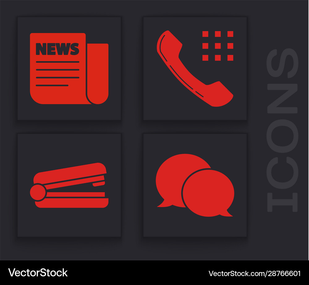 Set speech bubble chat news telephone handset Vector Image