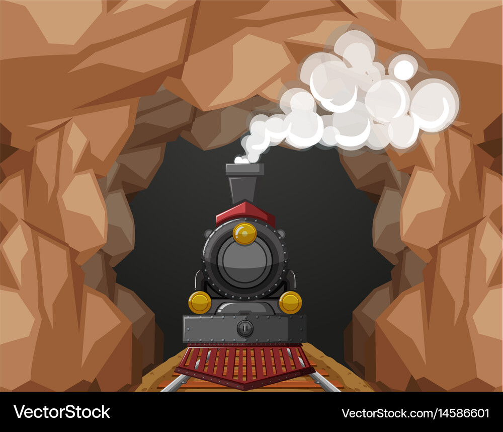 Train ride through the cave Royalty Free Vector Image