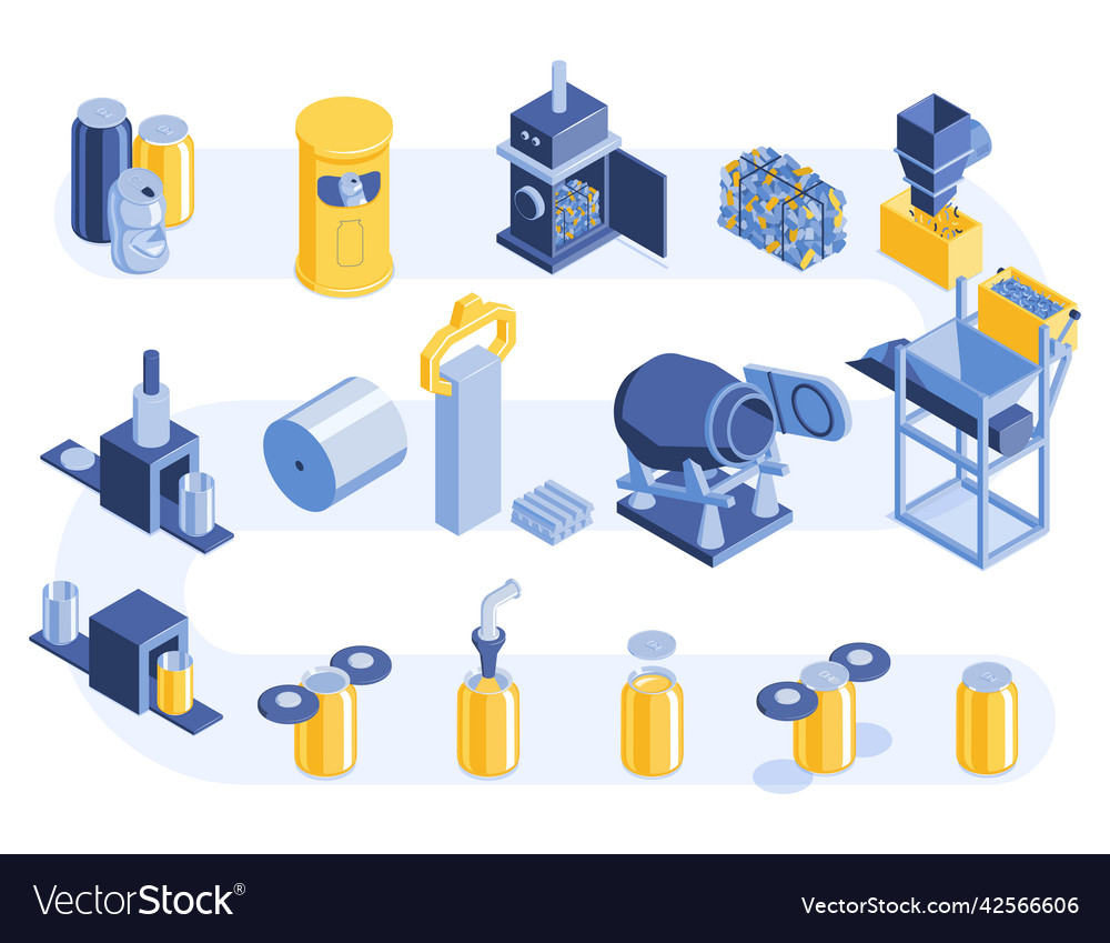 Cans recycling isometric set Royalty Free Vector Image Cans recycling isometric set Royalty Free Vector Image