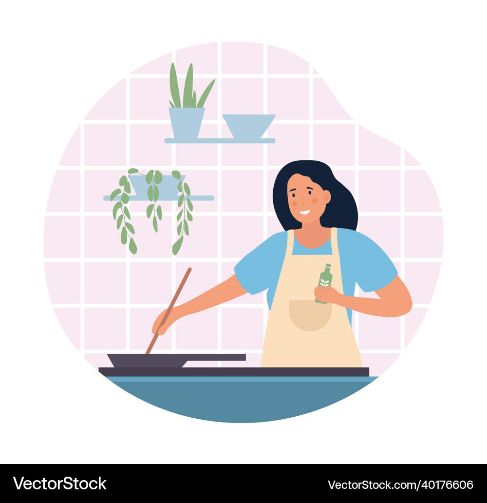 Cook food at home Royalty Free Vector Image - VectorStock