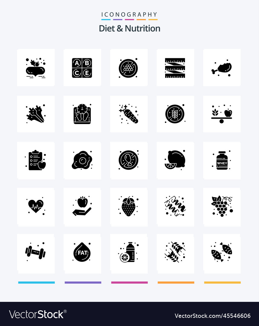 Creative diet and nutrition 25 glyph solid black Vector Image