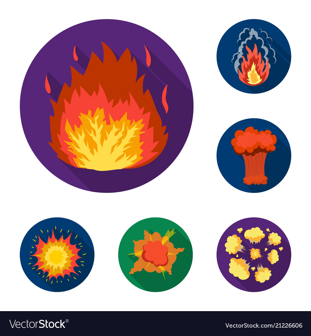 Different explosions flat icons in set collection Vector Image