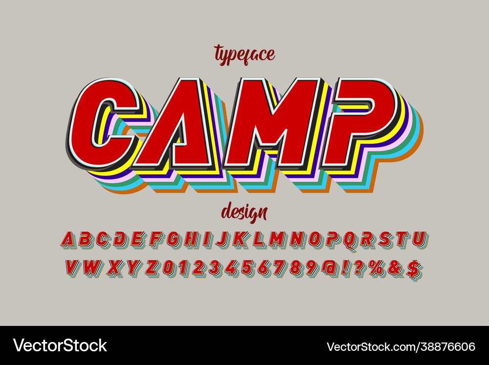 Font modern and alphabet colorful stylized Vector Image