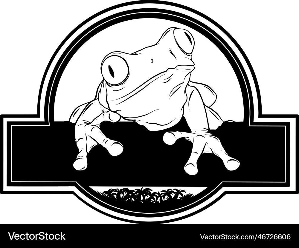 Frog monochrome icon outline in black Royalty Free Vector