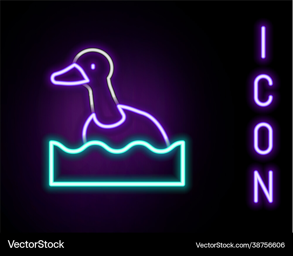 Glowing neon line flying duck icon isolated Vector Image