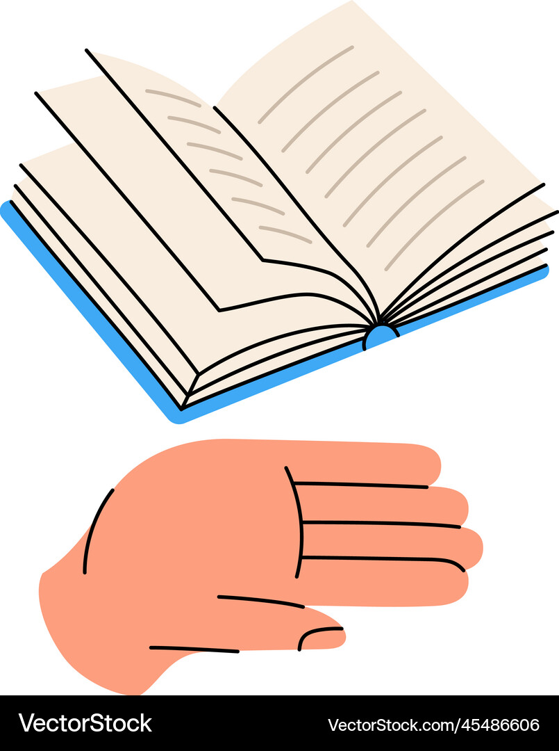 Hand with open book bookstore library shop Vector Image